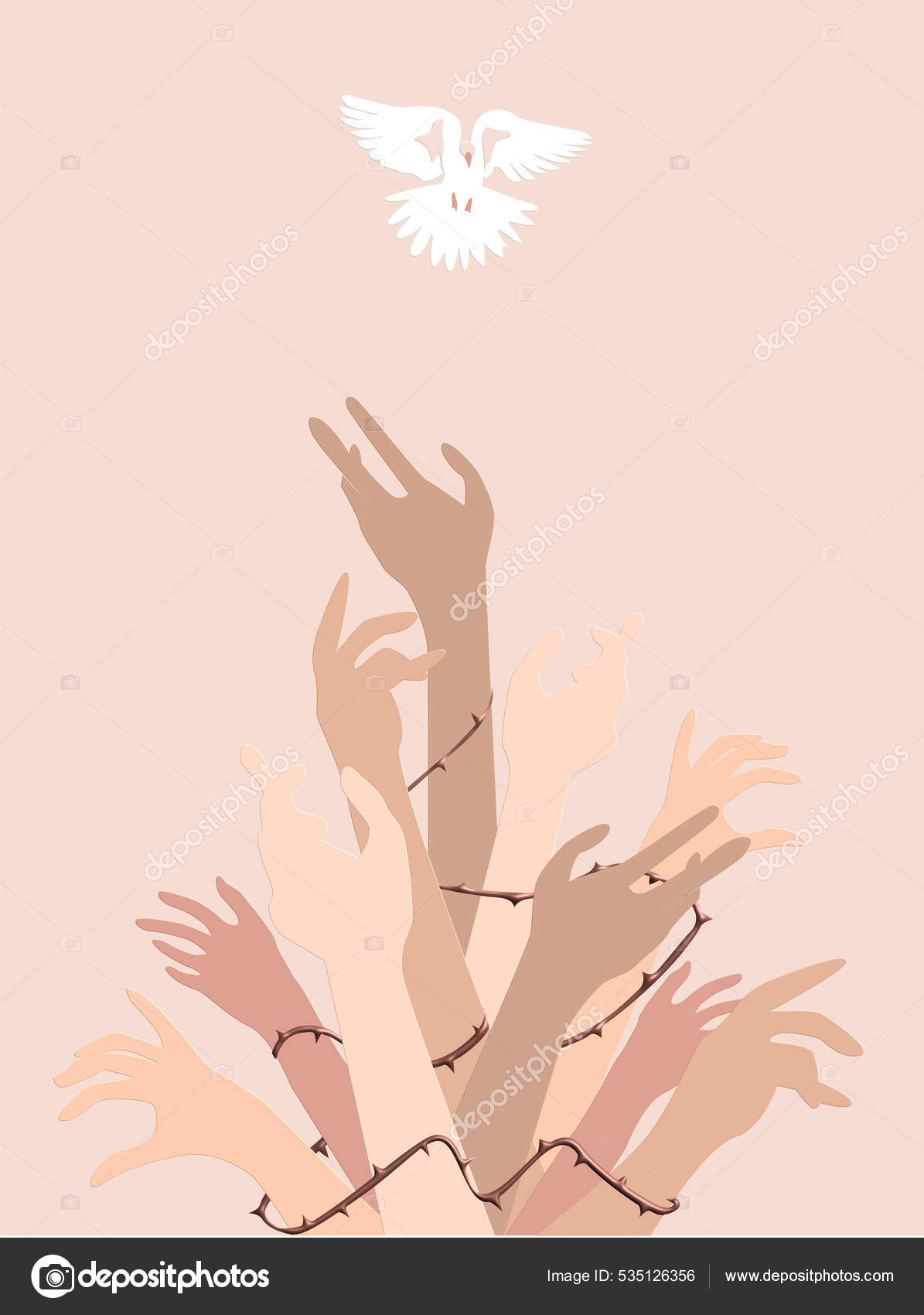 Abstract Illustration Human Rights Hands Shackled Thorns Reaching ...