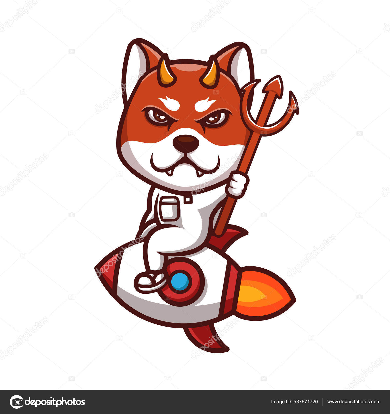 Daemon Red Doge Devil Set Creative Cartoon Character Mascot Logo Stock ...