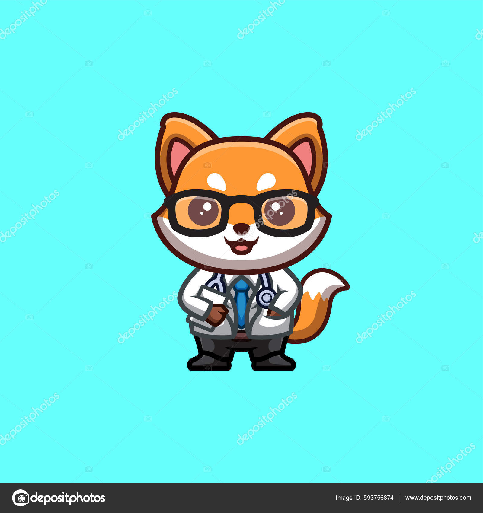 Fox Doctor Cute Creative Kawaii Cartoon Mascot Logo Stock Vector by ...