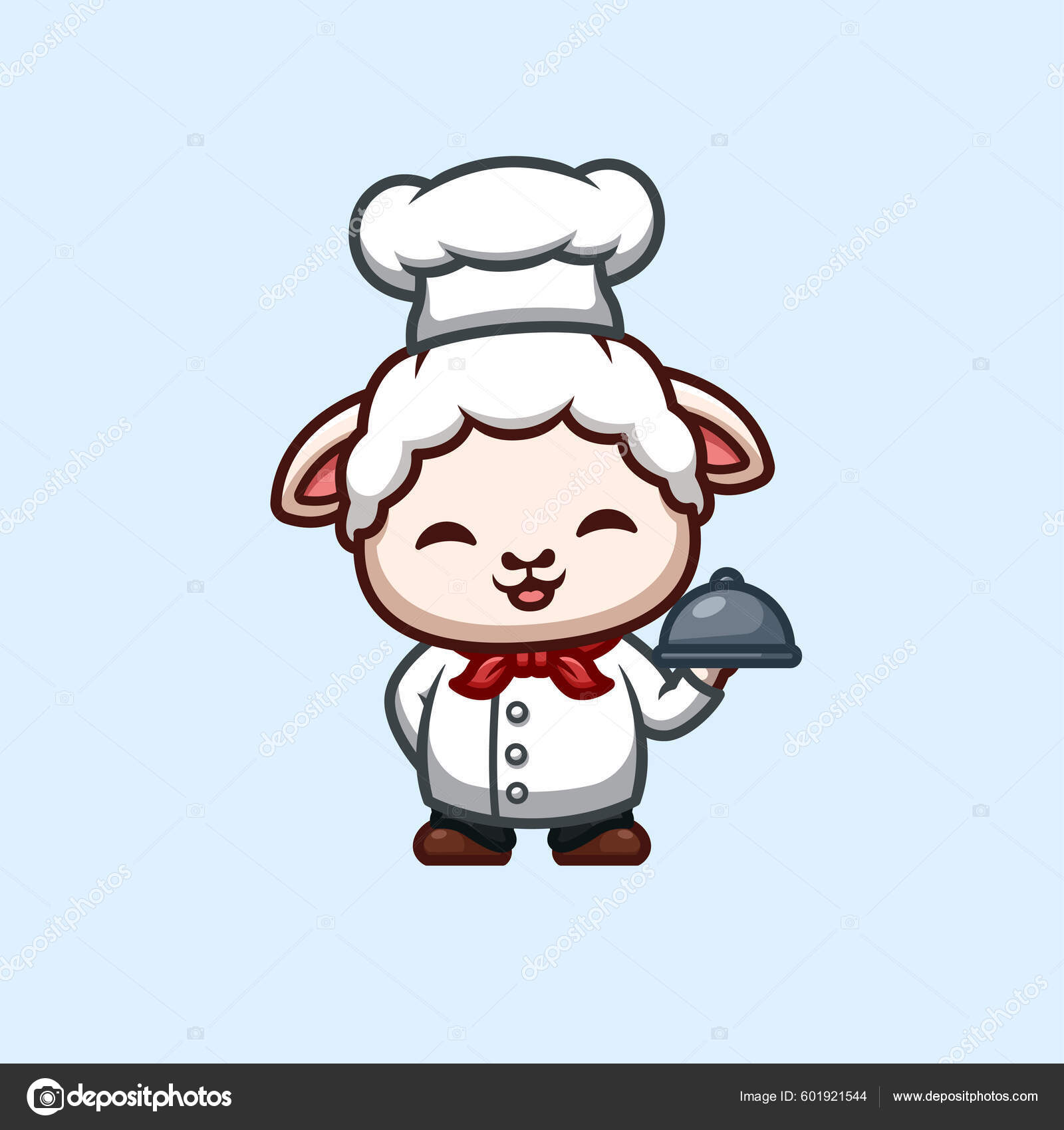 Sheep Chef Cute Creative Kawaii Cartoon Mascot Logo Vector de stock ...