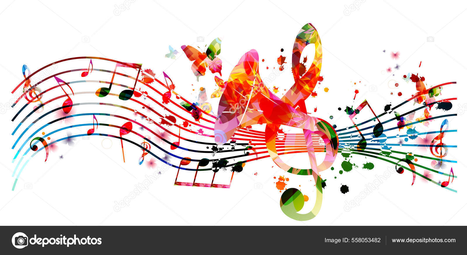 스태프 Clef 단위벡터 일러스트가 포스터 라이브 콘서트 플래너를 플레이 스톡 벡터 ©abstract412 558053482