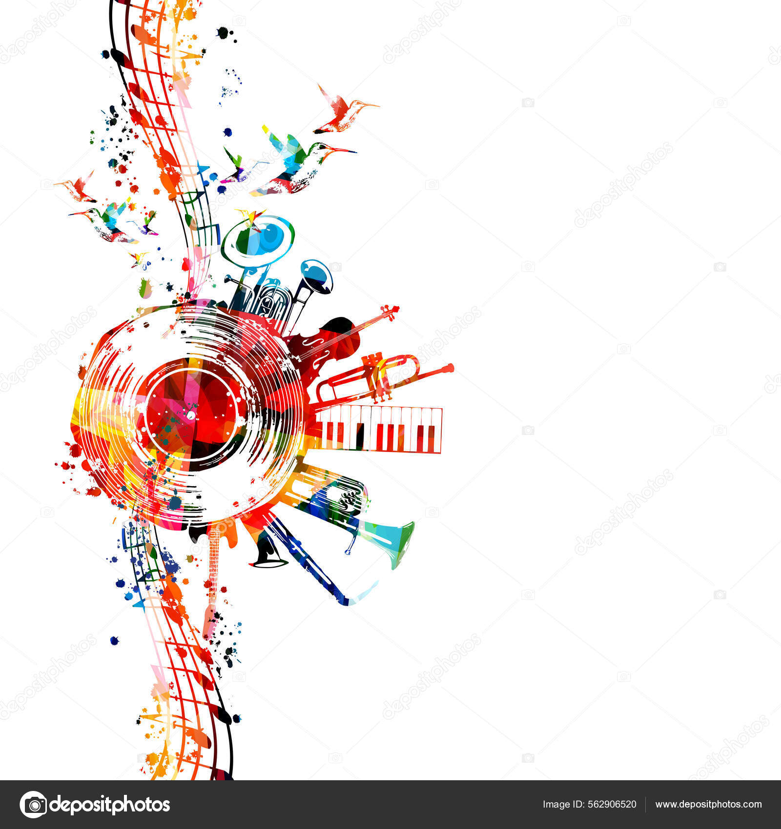 스태프 Clef 단위벡터 일러스트가 포스터 라이브 콘서트 플래너를 플레이 스톡 벡터 ©abstract412 562906520