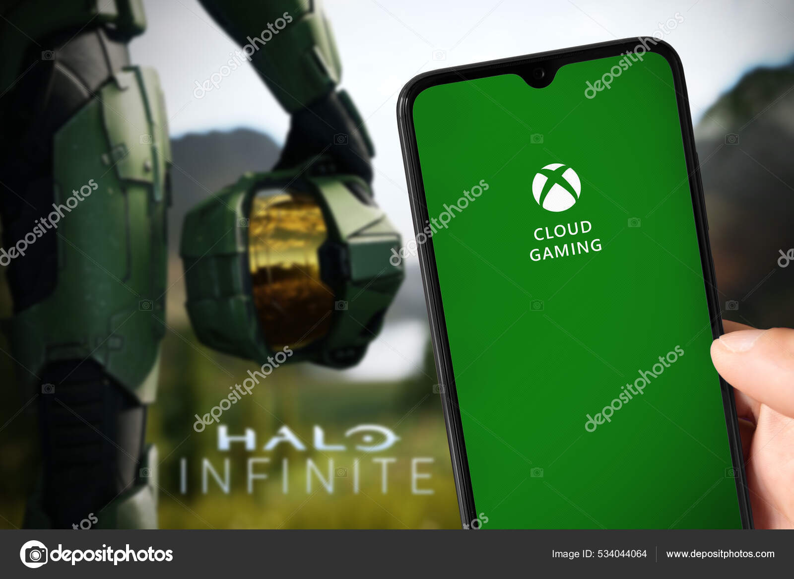 Smartphone Cloud Gaming App Con Halo Infinite Segundo Plano Dic — Foto ...
