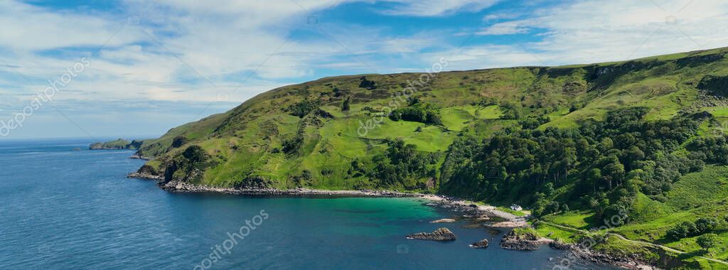 Panoramic Aerial Photo Of Murlough Bay Fair Head Atlantic Ocean On North Coast Co Antrim