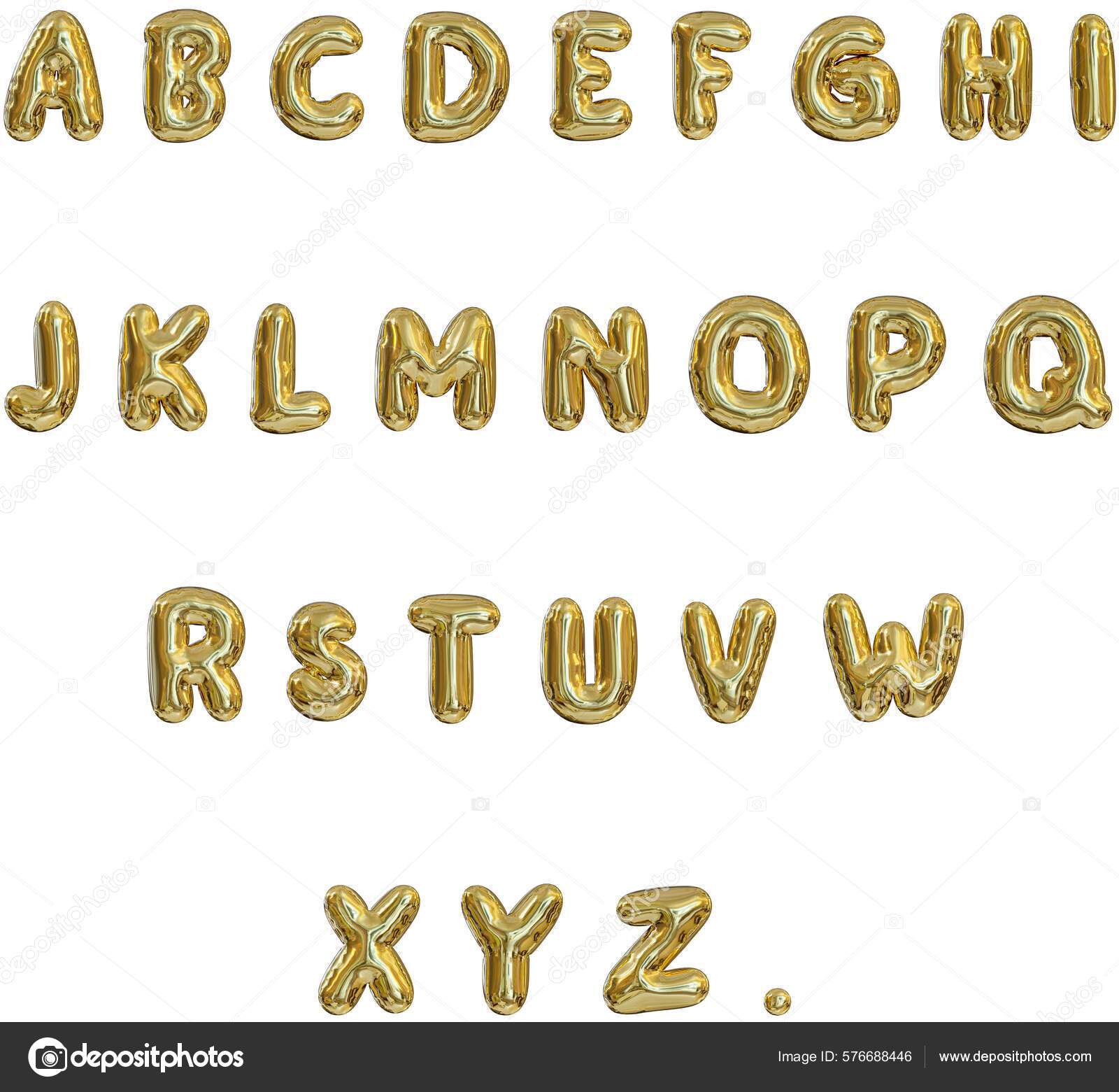 Gold Alphabet Letters Rendering – Stockfoto © GrafiThink #576688446