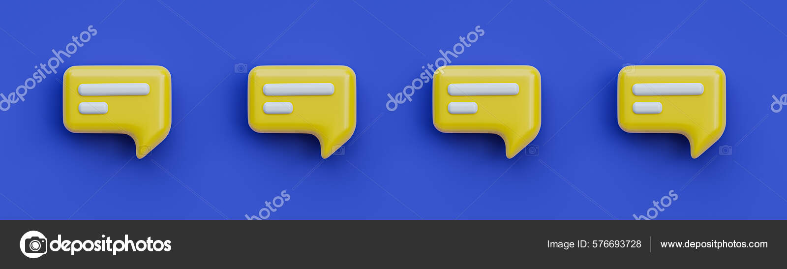 Yellow Speech Bubble Blue Background Talking Box Chatting Box Message ...