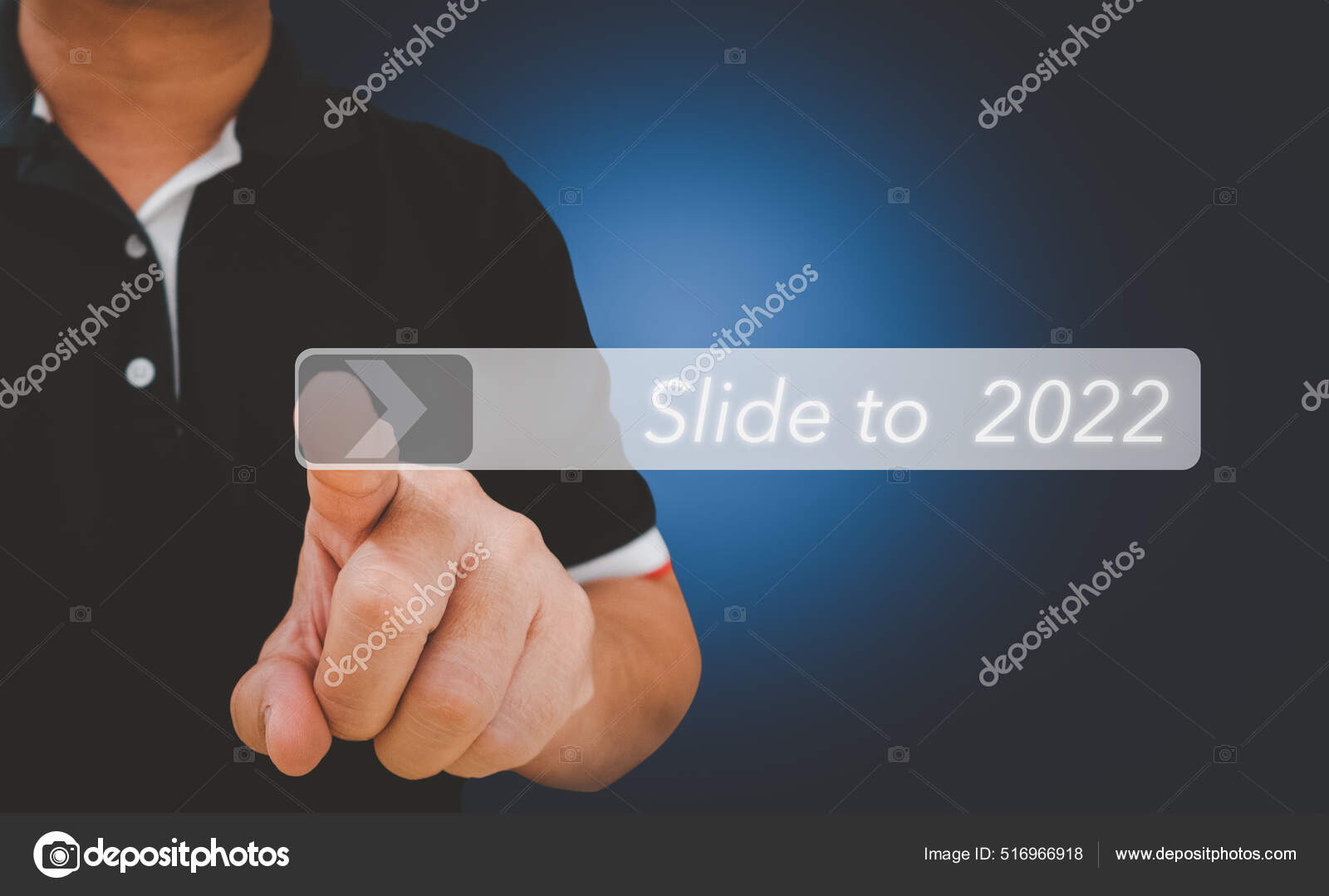 Man Using Finger Slide Virtual Button Unlock 2022 Year Year — Stock ...