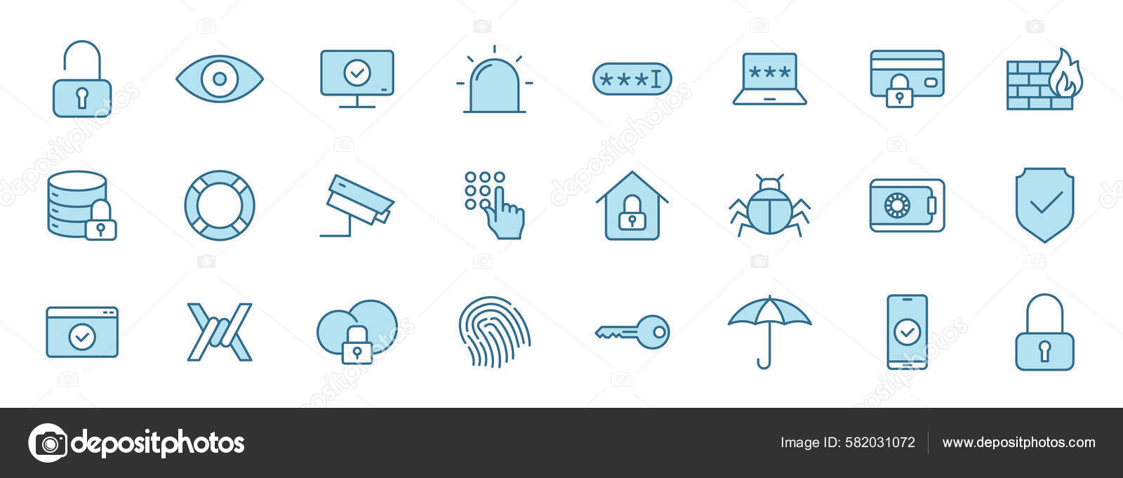 Security Linear Vector Icons Two Colors Isolated White Background ...