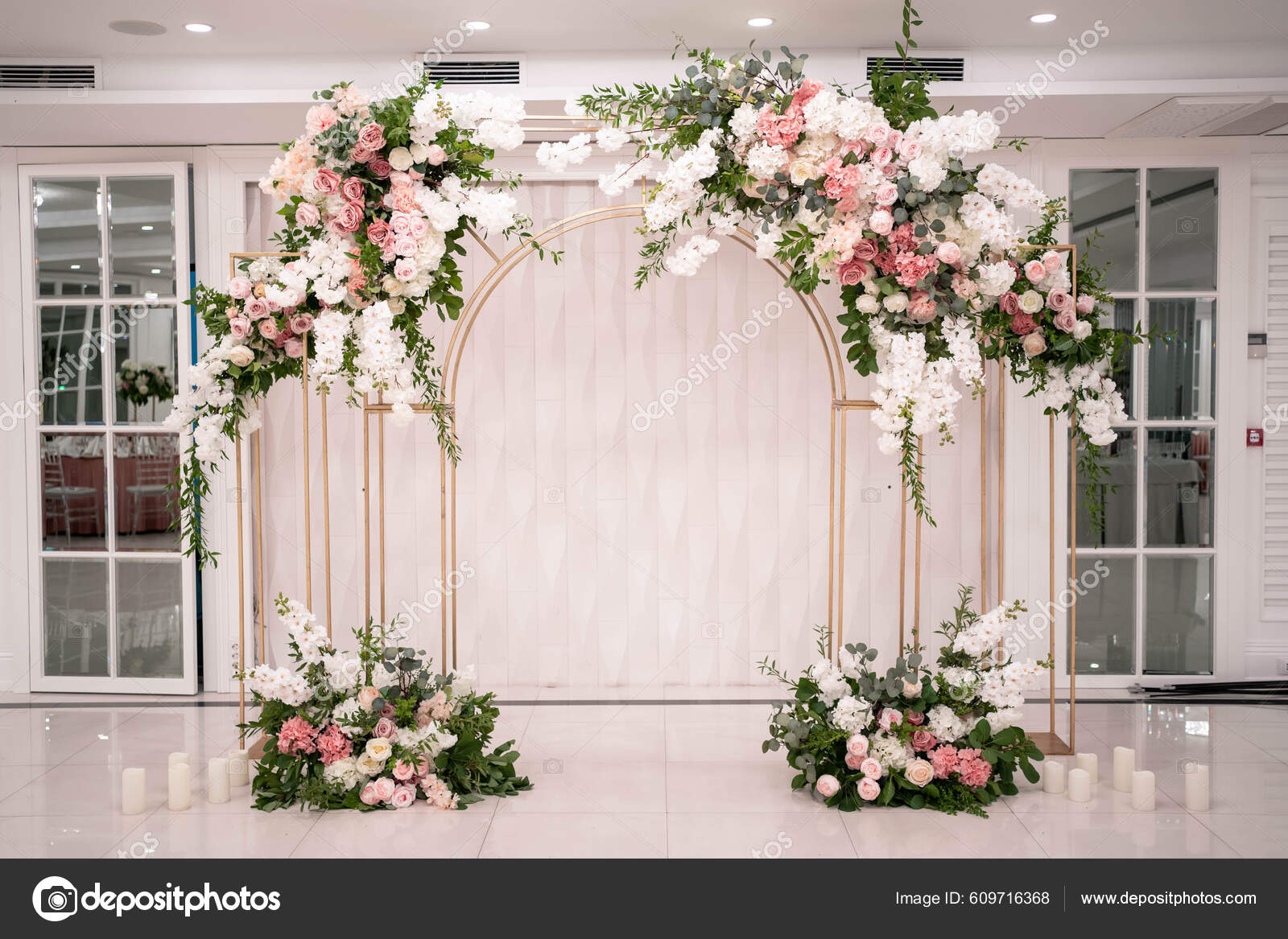 Arco De Boda Rosa Y Blanco