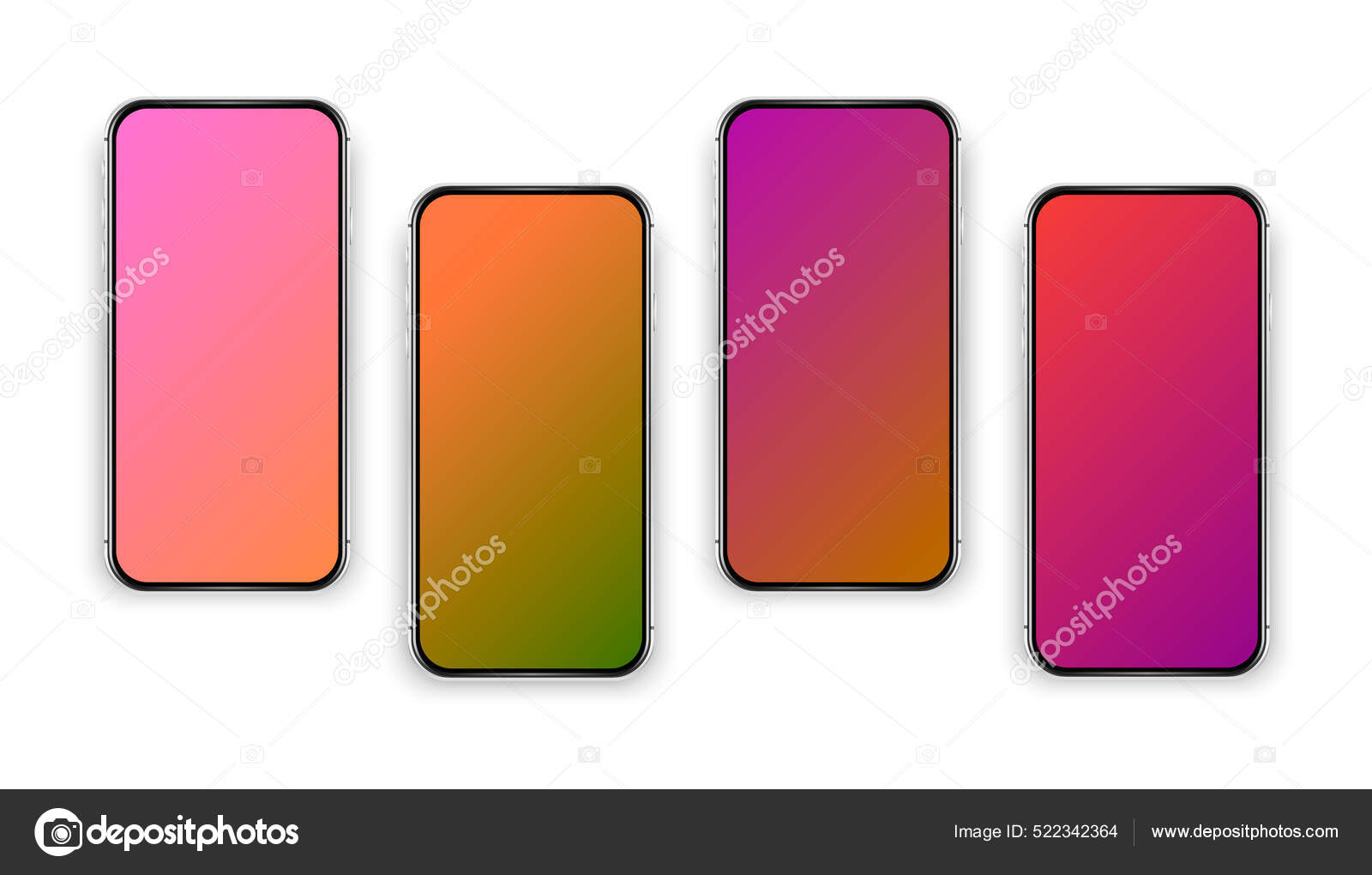 Realistic Cell Phone Colored Mockups Set Smart Phone Templates ...