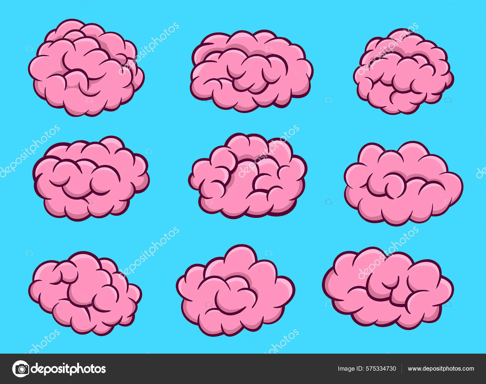 Brain Cartoon Icon Vector Design Illustration Isolated Background Stock ...