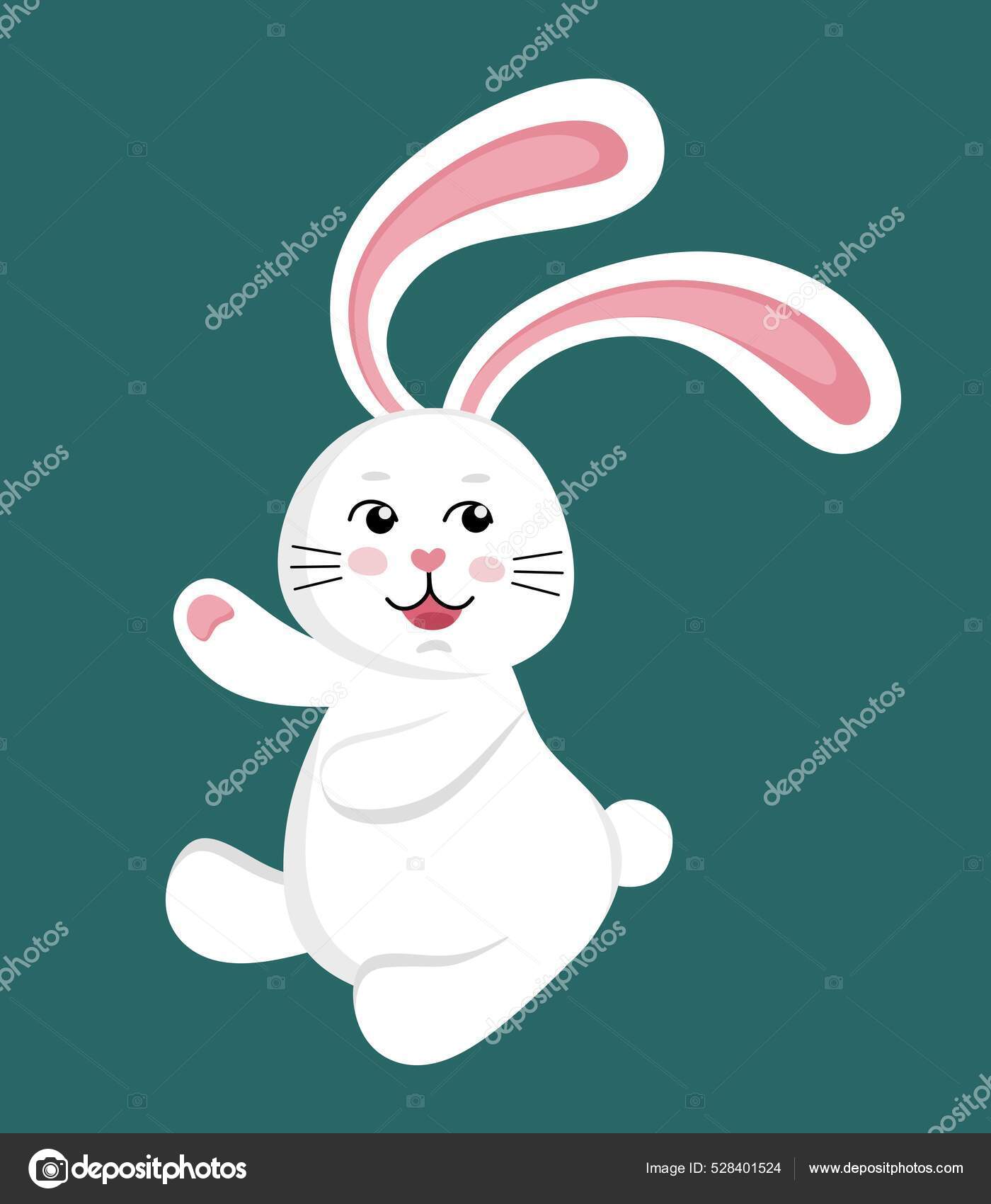 Funny cute white rabbit. Illustration of a character. Vector ...