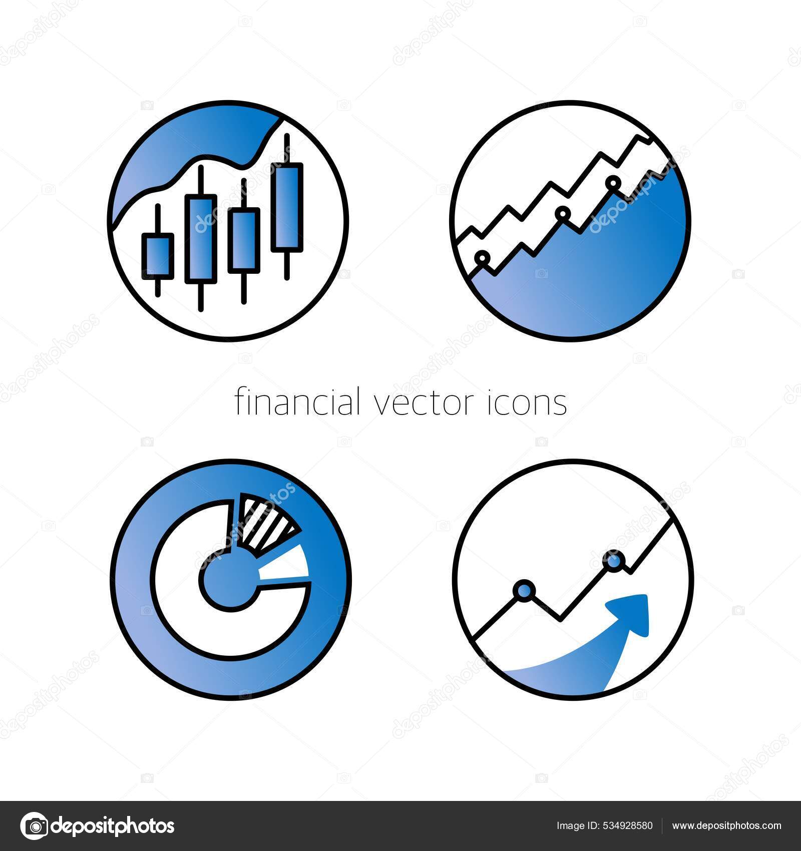 Set Icons Graphs Diagrams Vector Analytics Financial Symbols Blue ...