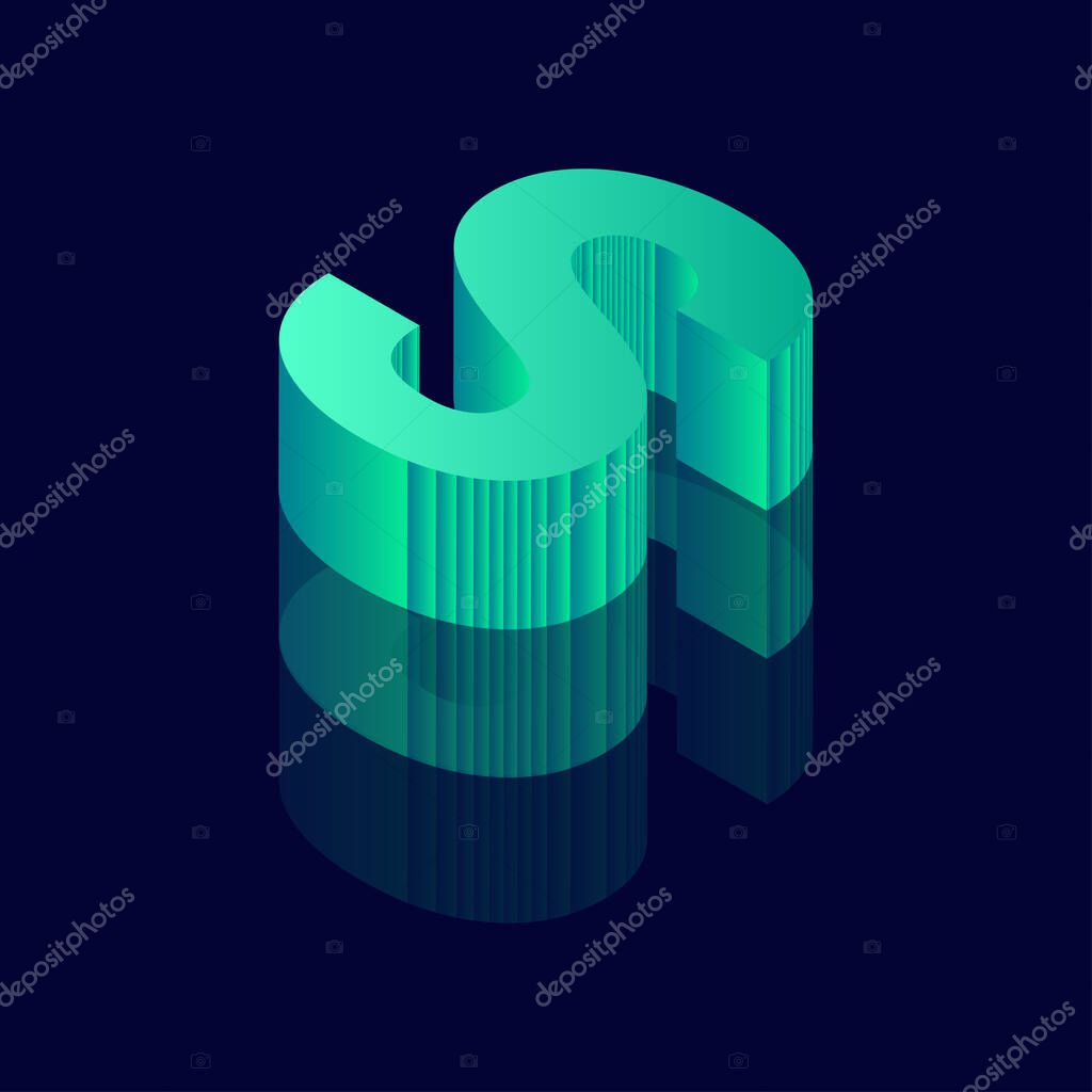 Carta isom trica S. Ilustraci n vectorial con letra 3D S. 2024