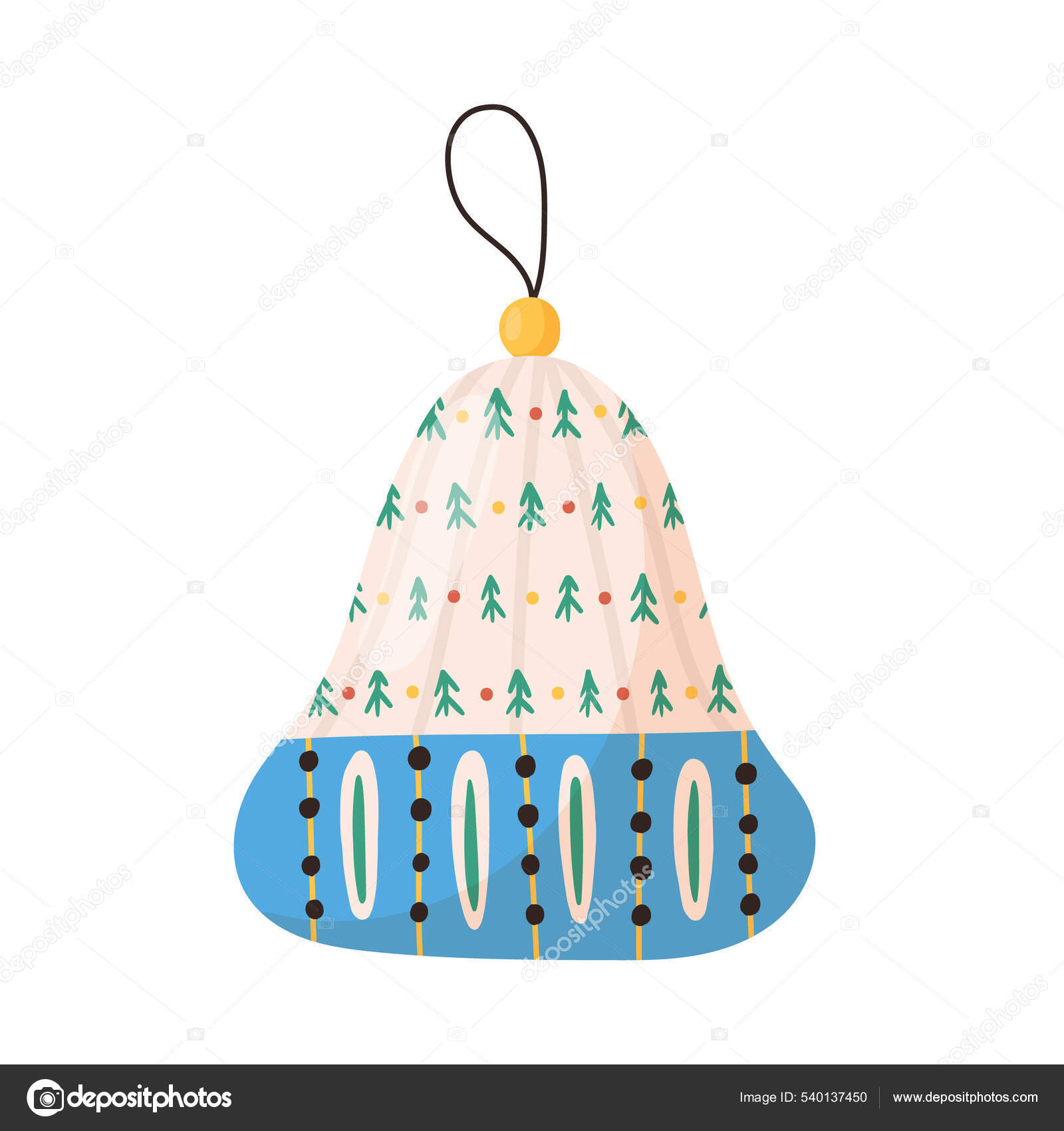 Scandinavian Christmas Tree Decoration Flat Vector Illustration ...