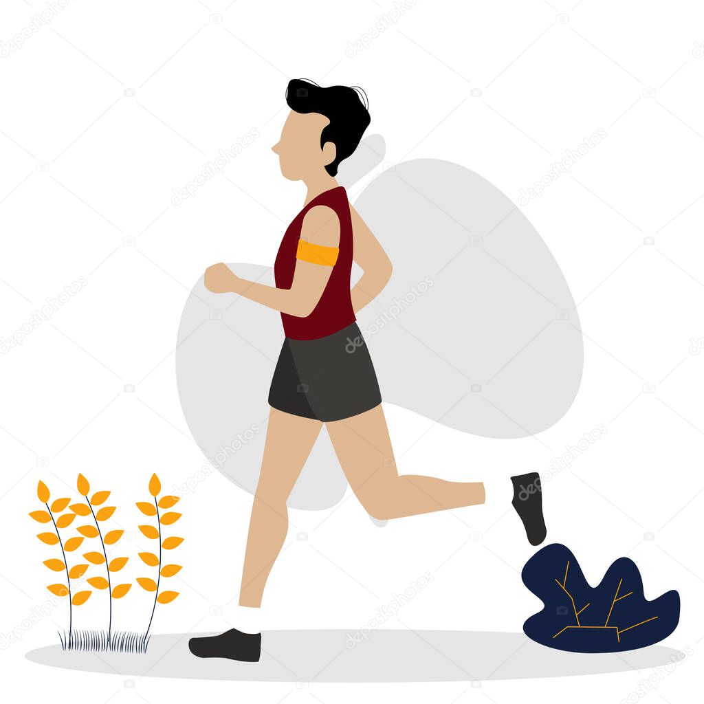 Hombre corriendo. Concepto de estilo de vida saludable activo, maratones, ejercicio ...