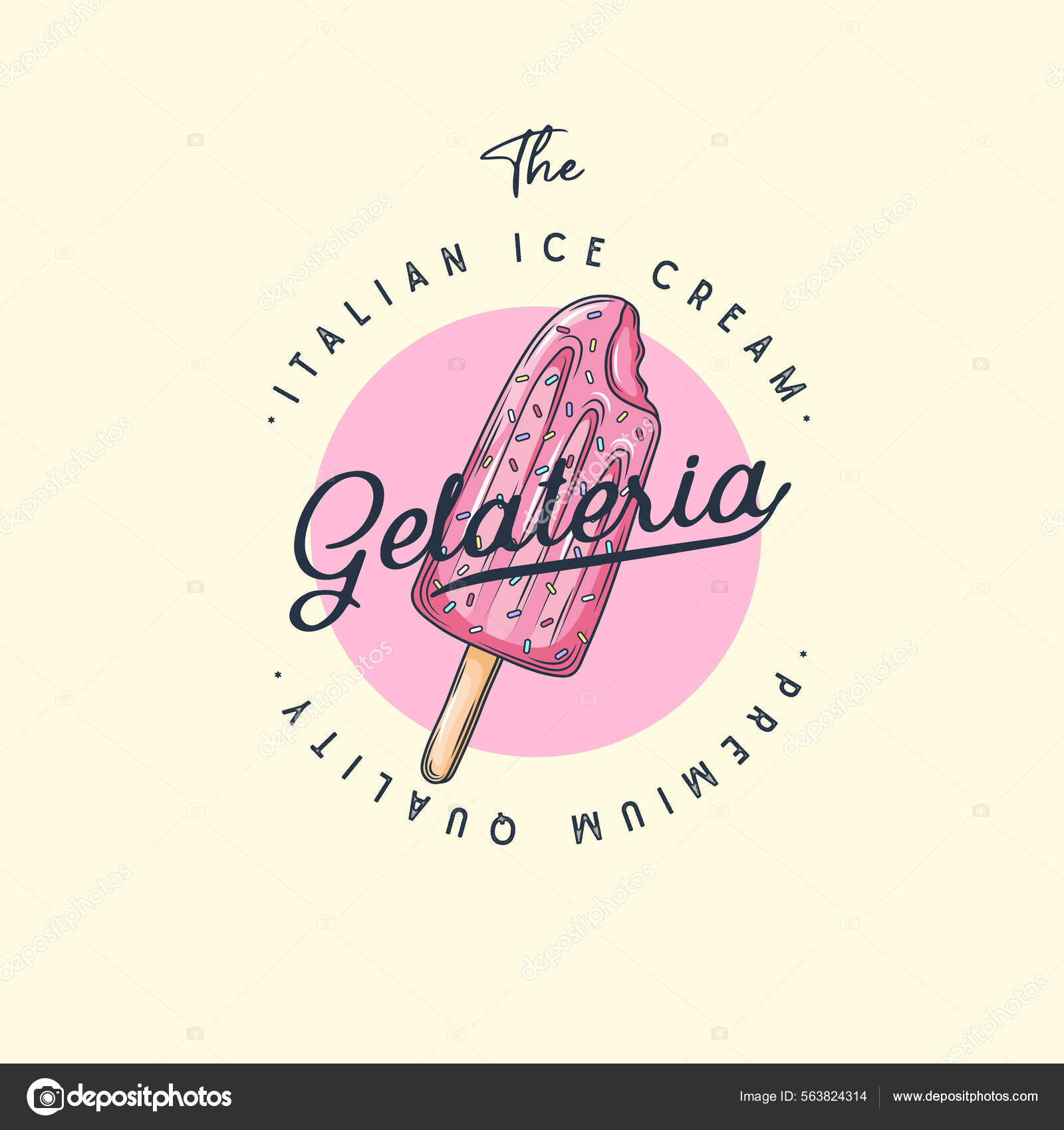Logo Helado. Un emblema de helado italiano. Helado con letras en ...