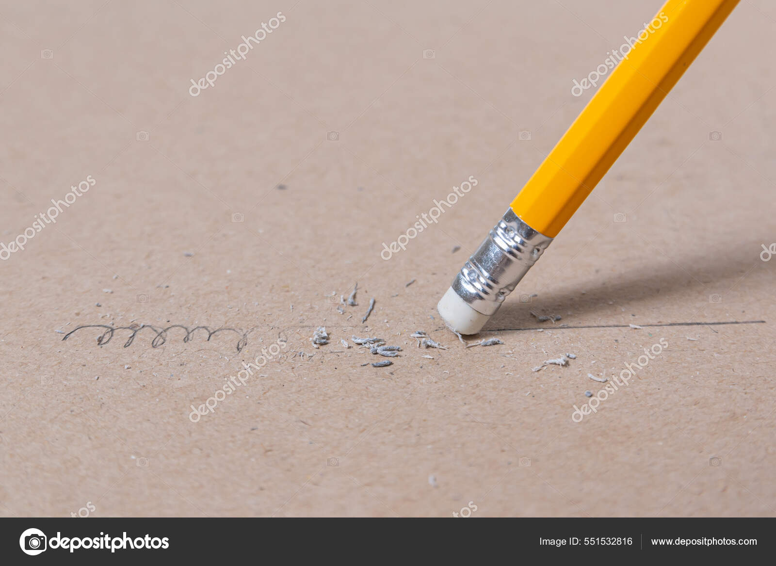 Close Eraser Pencil Straight Line Crooked Line Mistake Unsuccessful ...