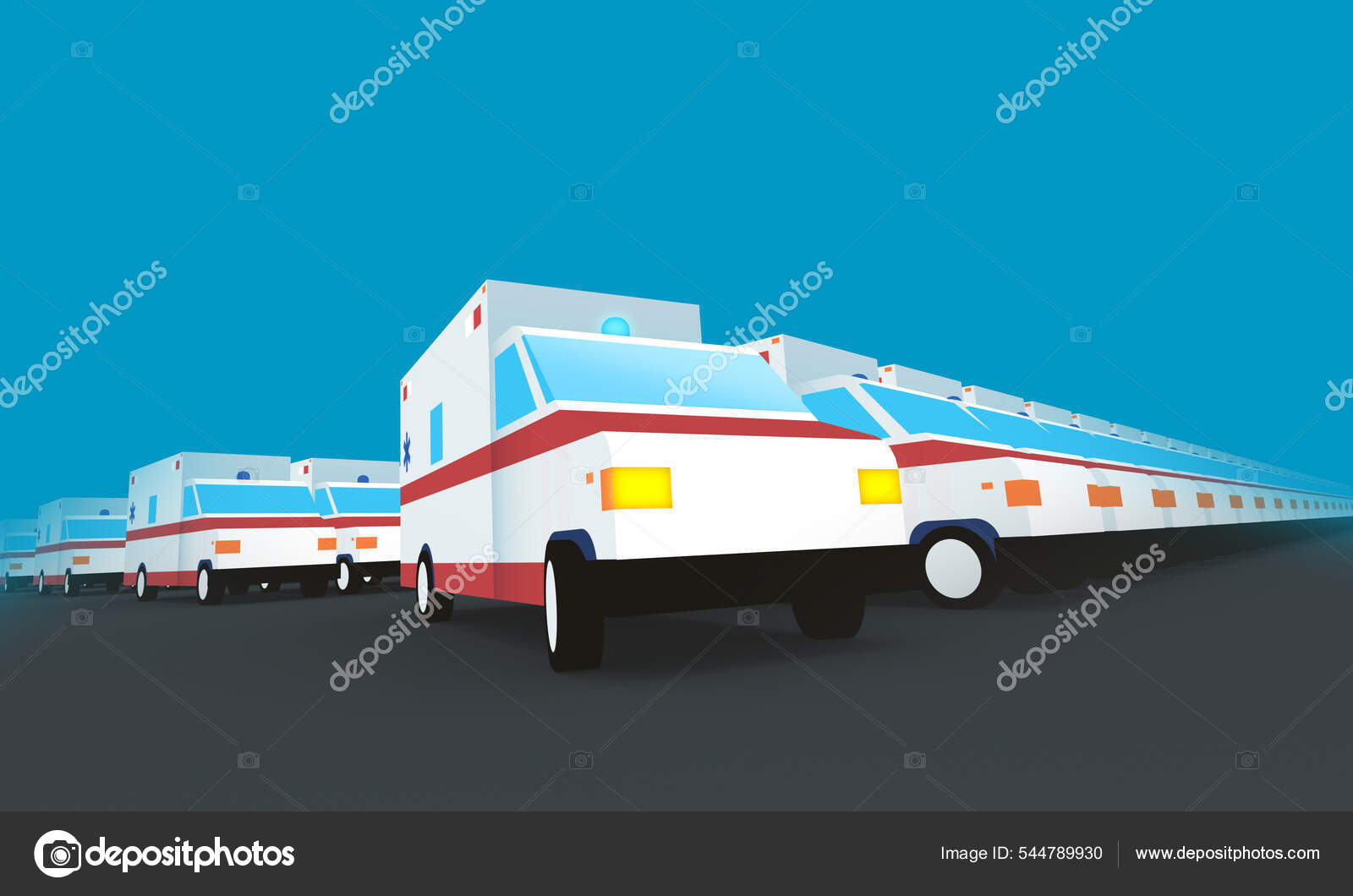 Emergency ambulances in the row, ambulances in line, ambulances traffic ...
