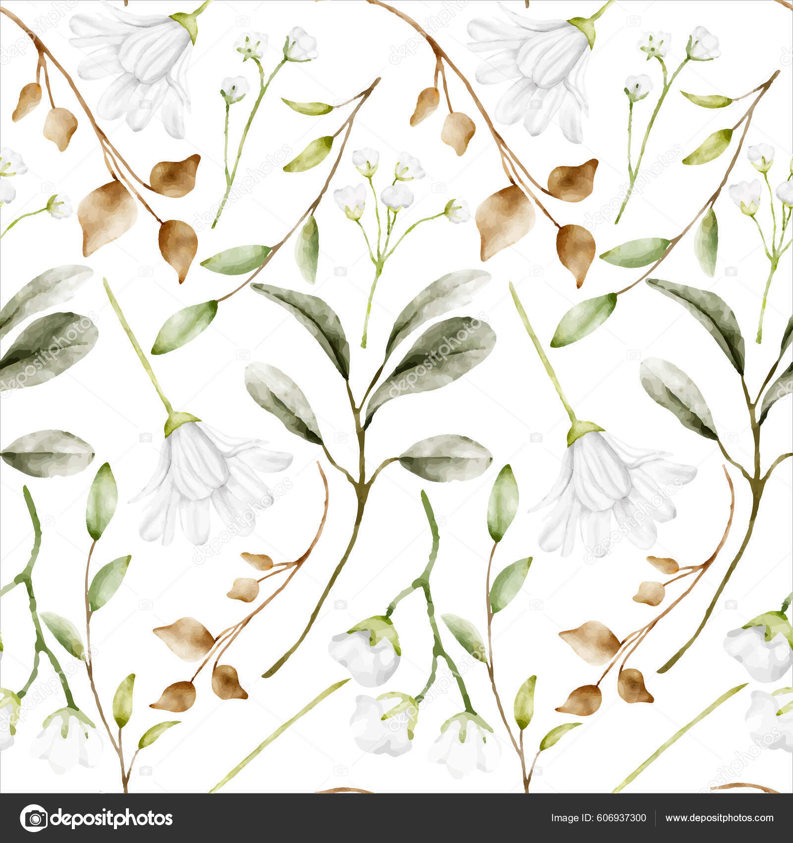 Beautiful Watercolor Daisy Flower Seamless Pattern Stock Vector by ...