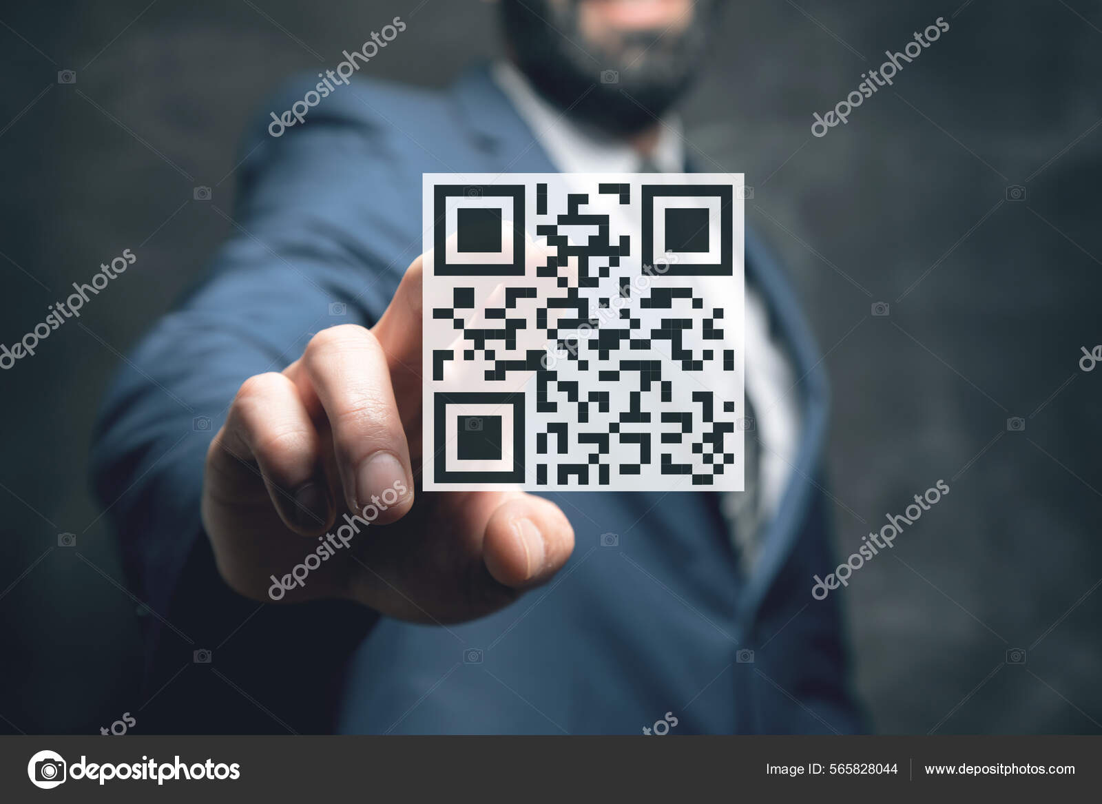 Scan Code Icon Digital Scanning Code Man Tapping Screen — Stock Photo ...