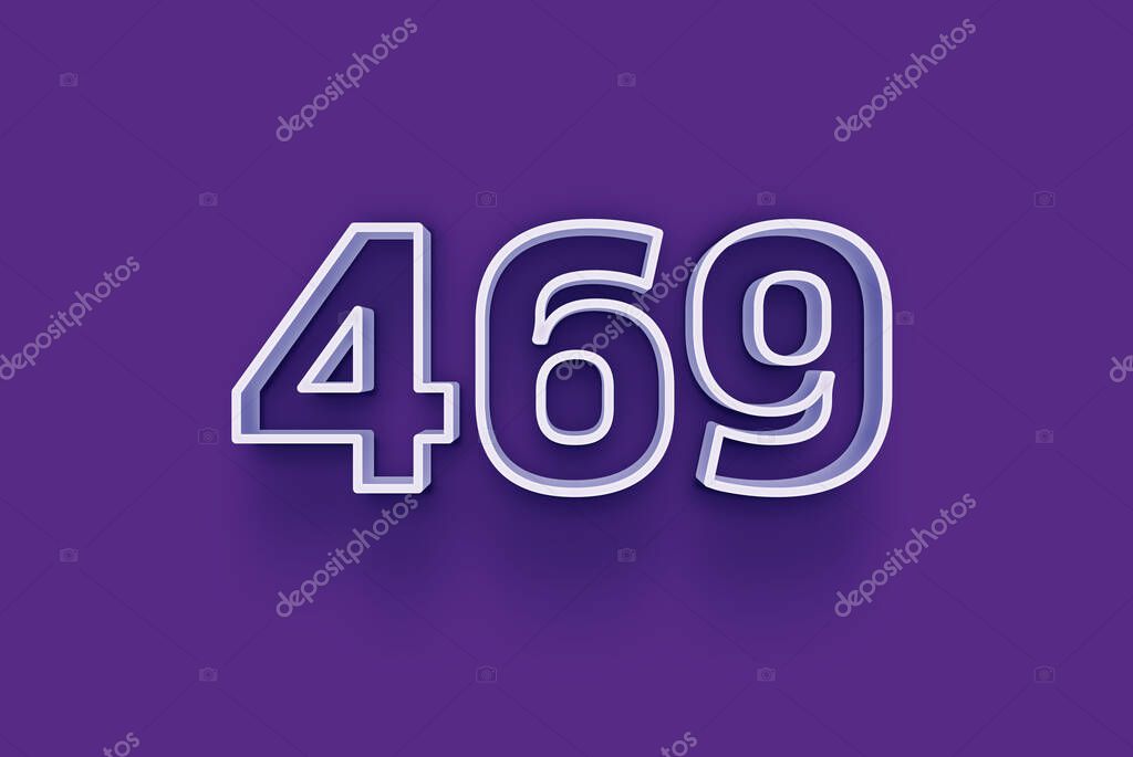 El número 3D 469 se aísla en el fondo púrpura para su oferta única de ...