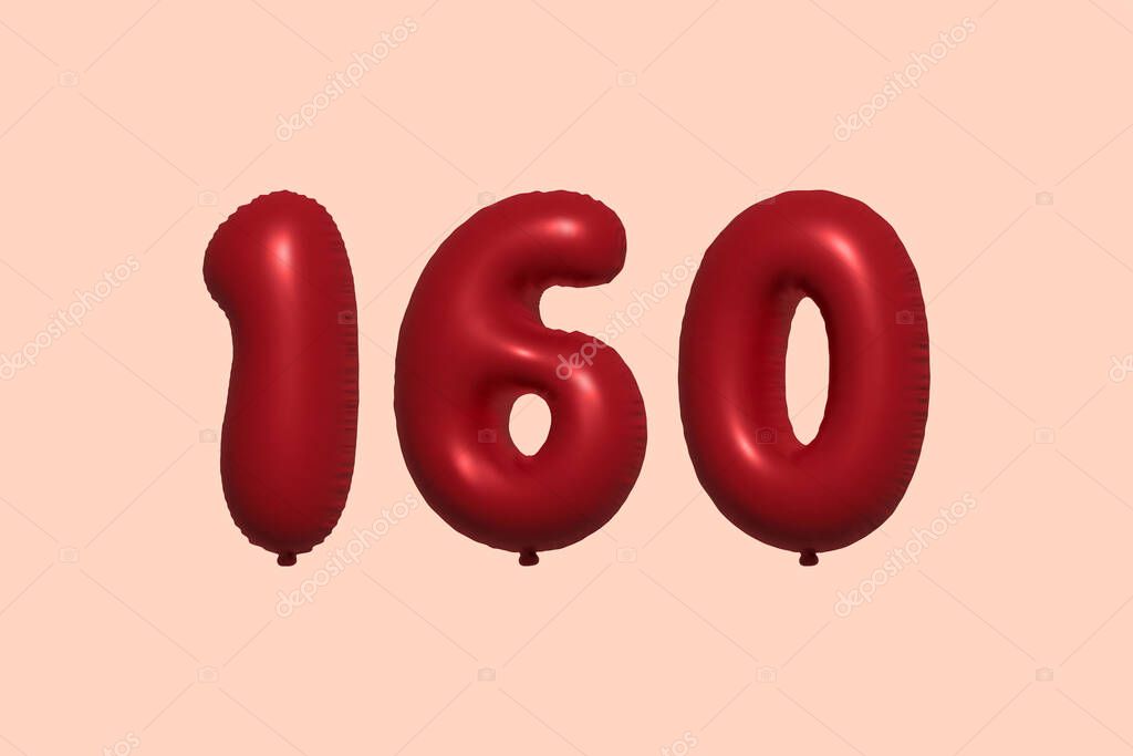 160 globo de número 3d hecho de globo de aire metálico realista ...