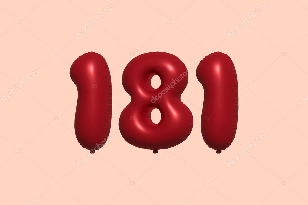 181 globo de número 3d hecho de globo de aire metálico realista ...