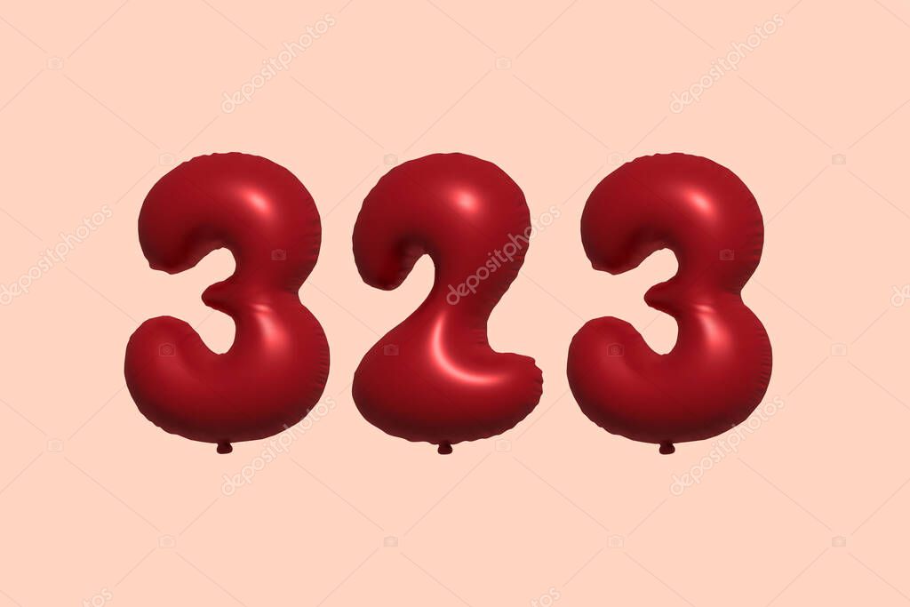 Globo de número 323 3d hecho de globo de aire metálico realista ...