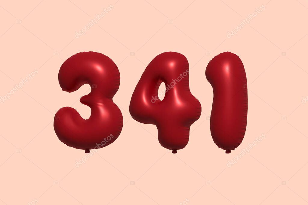 Globo de número 341 3d hecho de globo de aire metálico realista ...