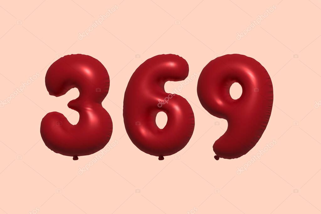 Globo de n mero 368 3d hecho de globo de aire met lico realista representaci n 3D. 3D globos de ...