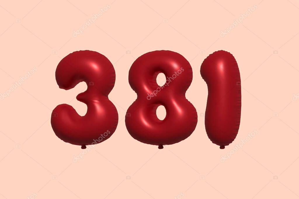 Globo de número 381 3d hecho de globo de aire metálico realista ...