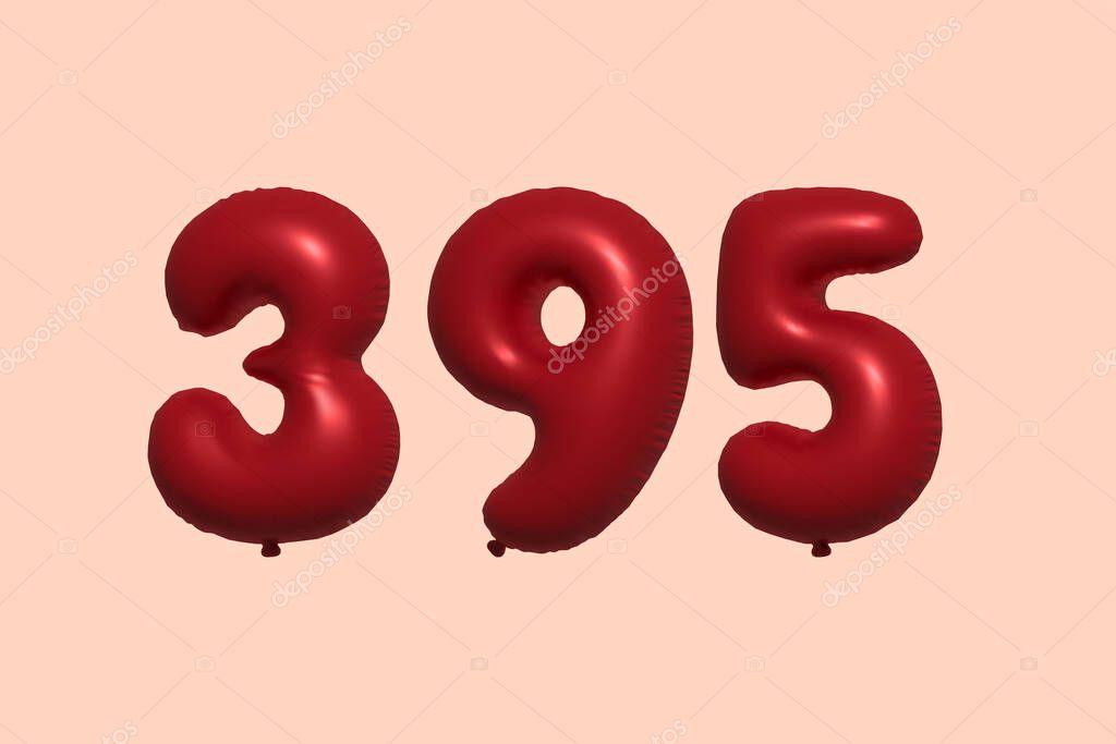 Globo de número 395 3d hecho de globo de aire metálico realista ...