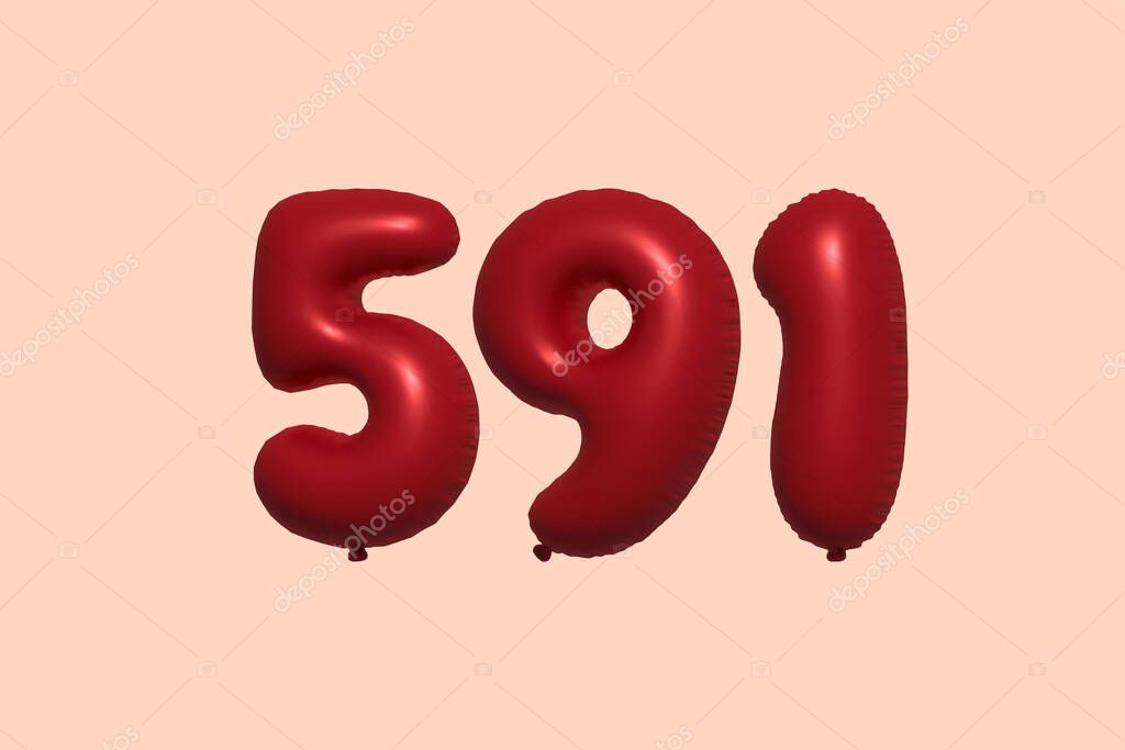 Globo de número 591 3d hecho de globo de aire metálico realista ...