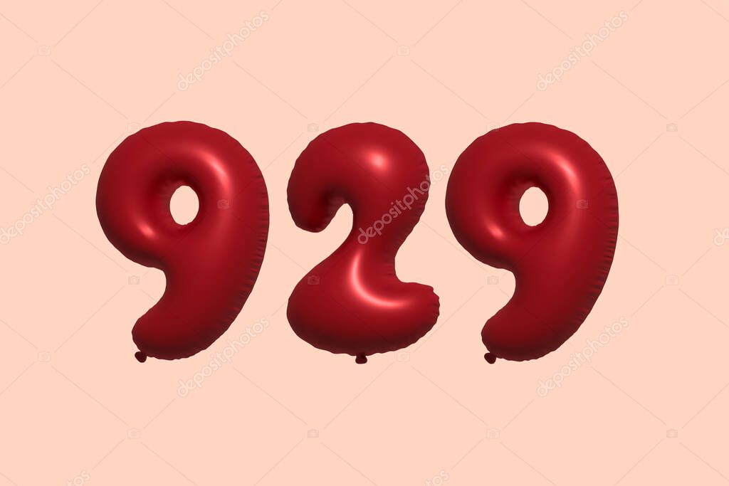 929 globo de número 3d hecho de globo de aire metálico realista ...