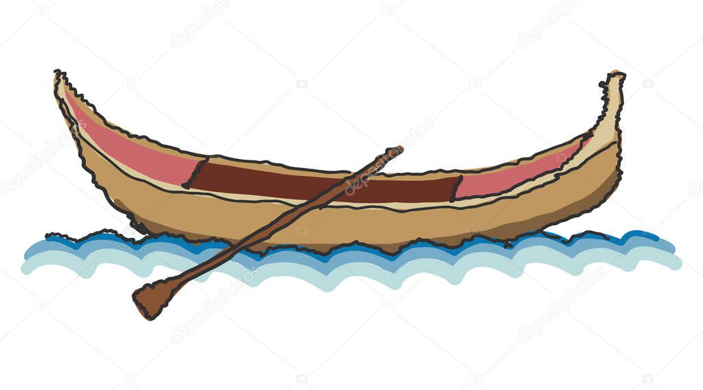 Doodle estilo Barco y remar en las aguas de Venecia, famoso hito de ...