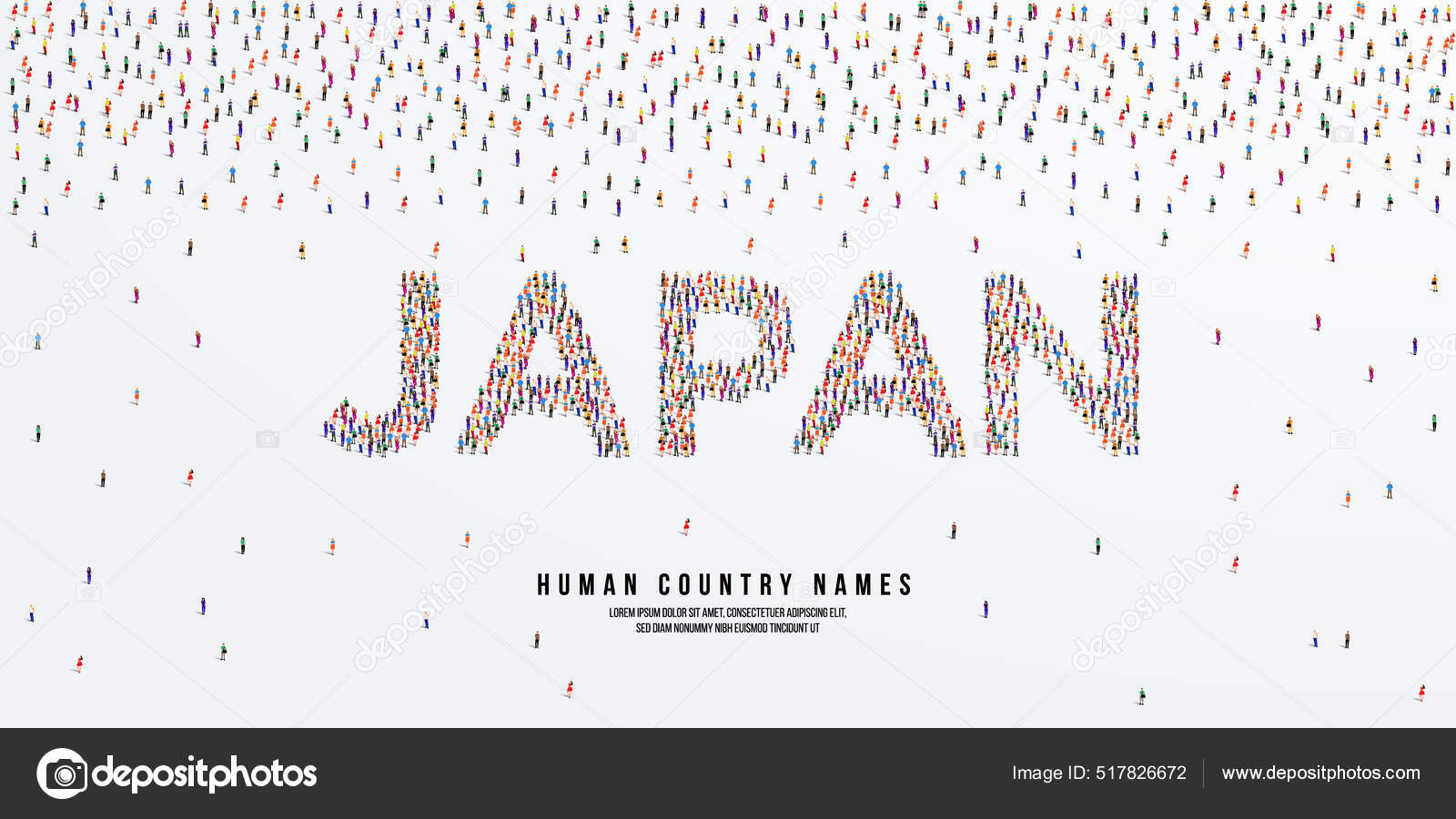 Human Country Name Japan Large Group People Form Create Country Stock ...