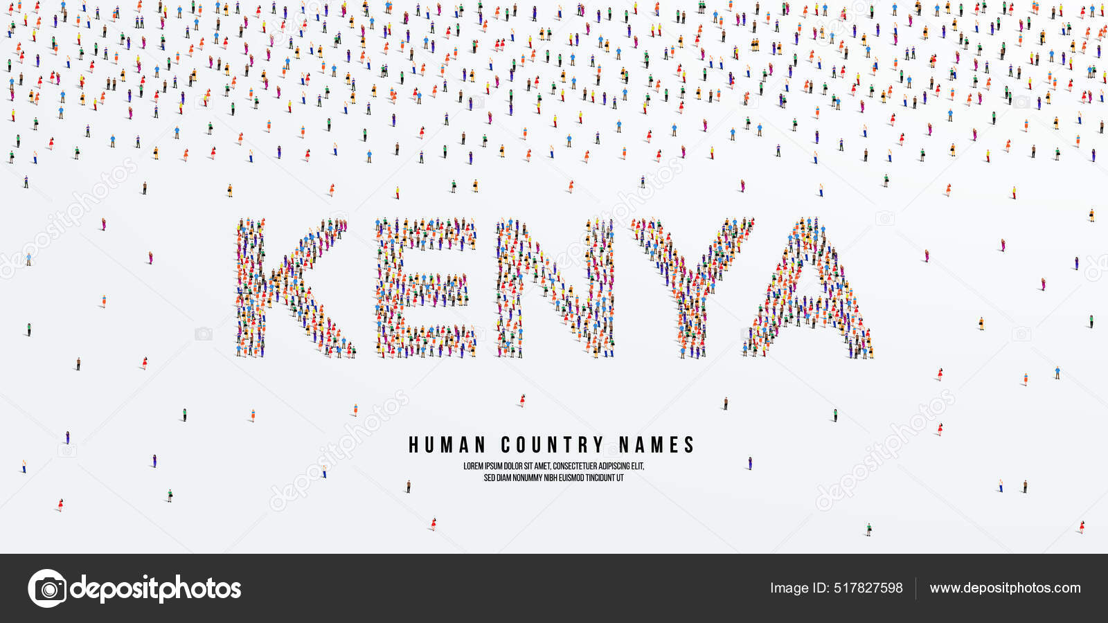 Human Country Name Kenya Large Group People Form Create Country Stock ...