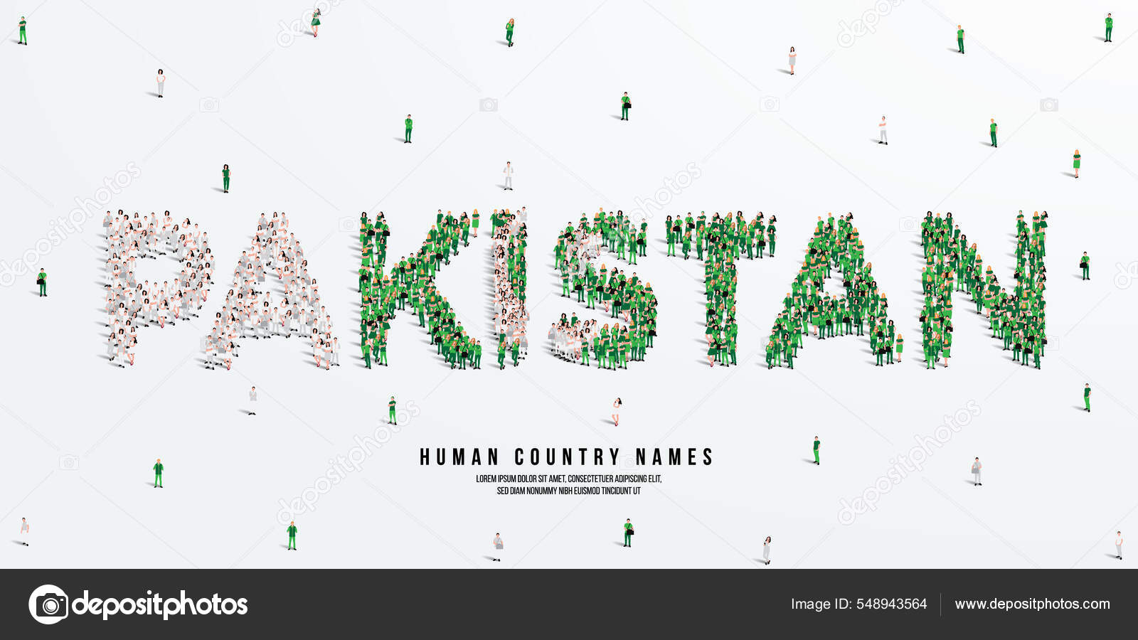 Large Group People Stands Making Word Pakistan Pakistani Flag Made ...