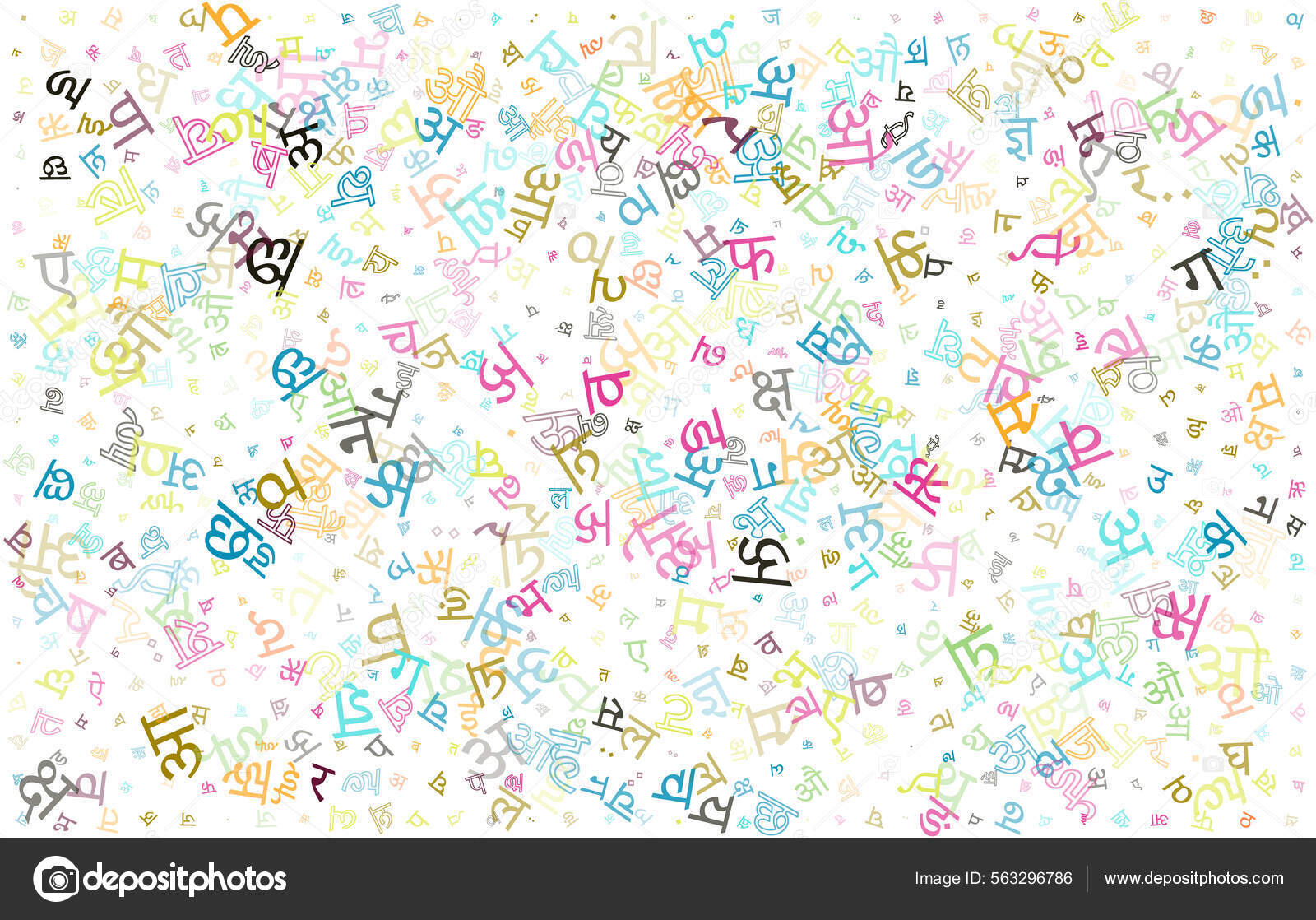 Colorful Vector Background Made Hindi Alphabets Scripts Letters ...