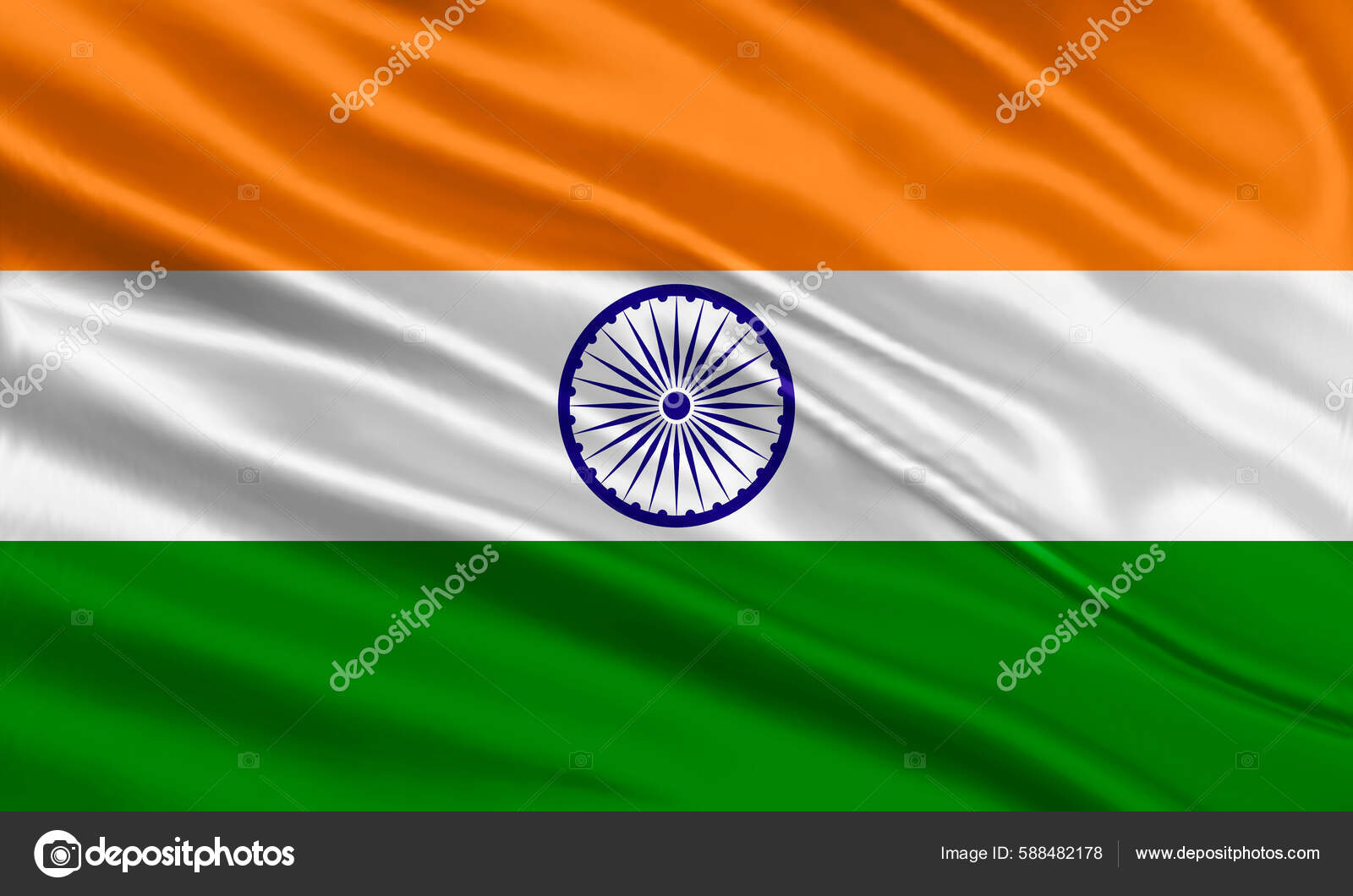India Flag Design Waving Indian Flag Made Satin Silk Fabric Stock ...