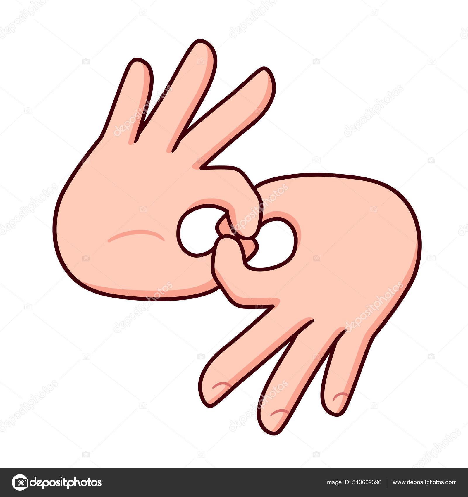 Manos Dibujos Animados Haciendo Símbolo Conectar Asl Gestos Lenguaje