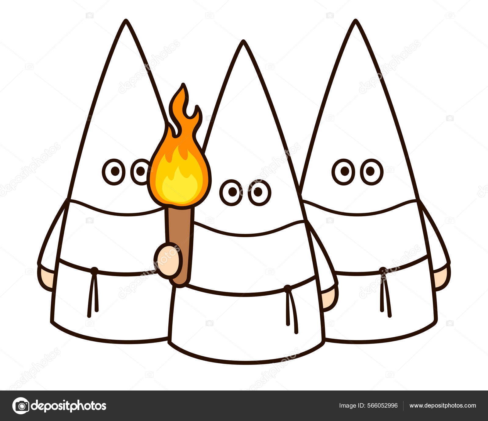 Mob Klux Klan Members White Hoods Torch American History Cartoon ...
