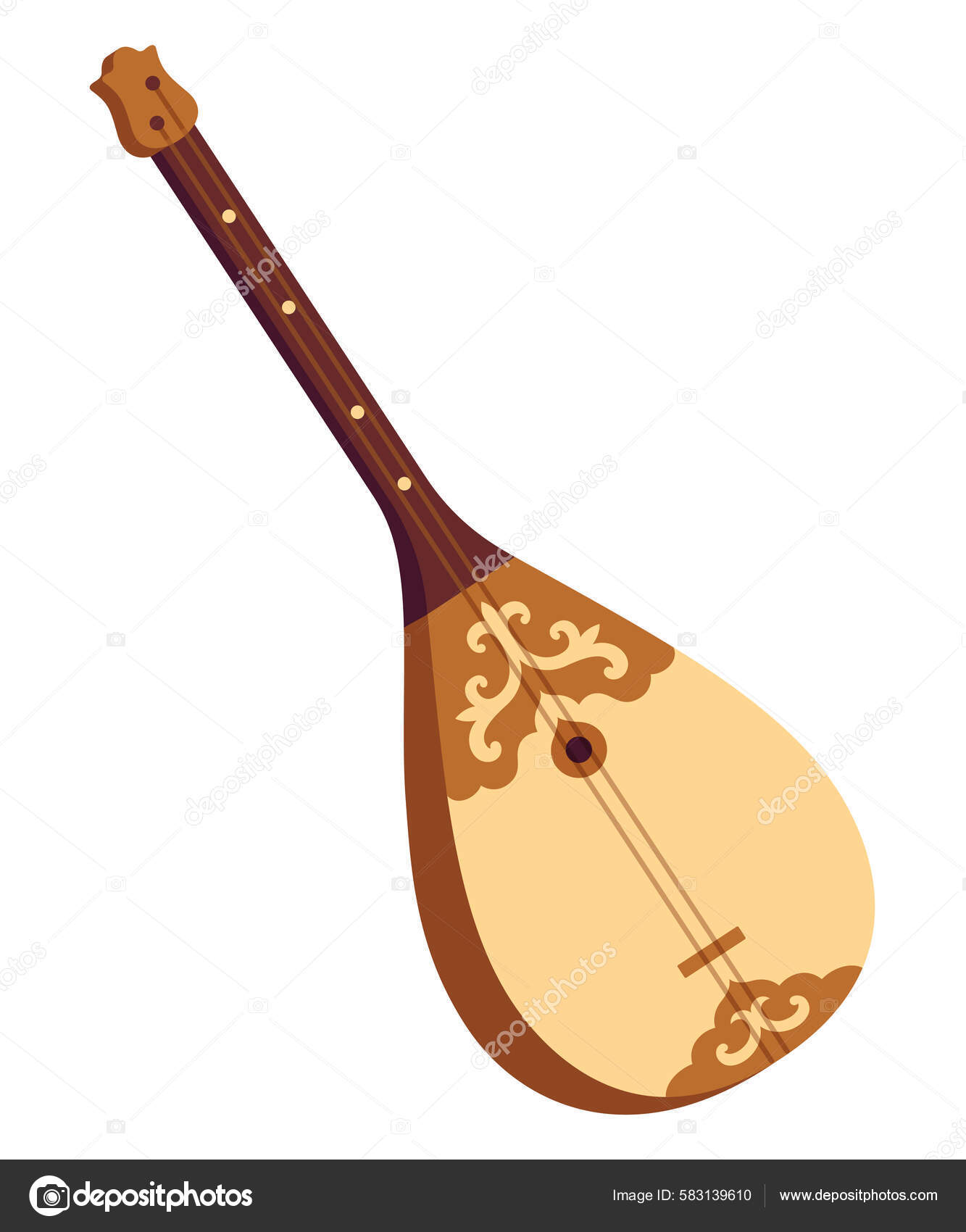 Dombra Instrumento Musical Tradicional Kazajo Ilustración Aislada Del ...