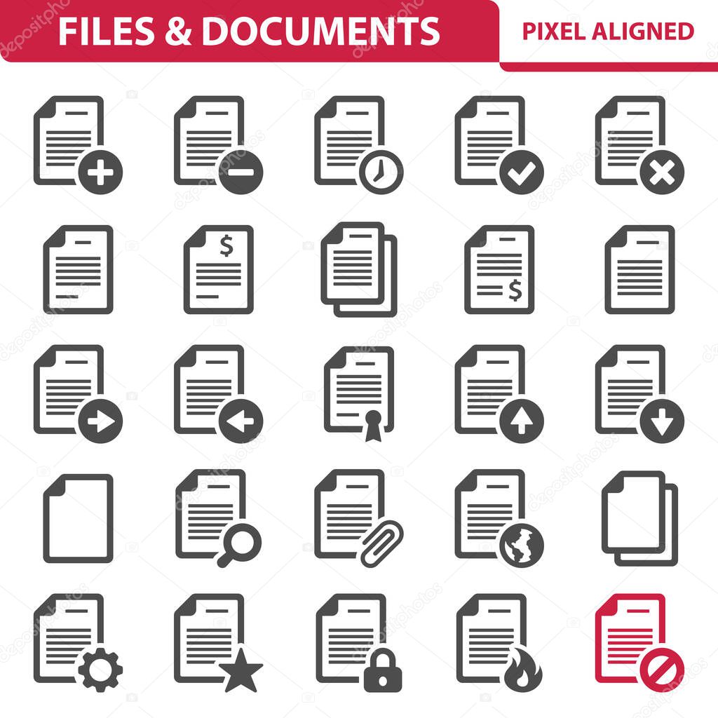 Archivos, Documentos Iconos. Contrato, Conjunto de iconos de ...