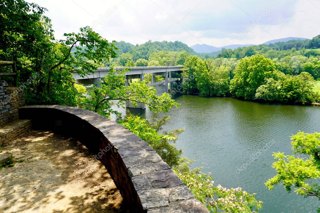 Blue Ridge Parkway bridge over the James River from the Trail of Trees ...