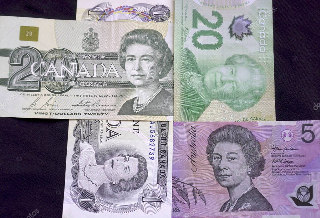 Ottawa, Canadá: Moneda canadiense y australiana con retratos de la ...