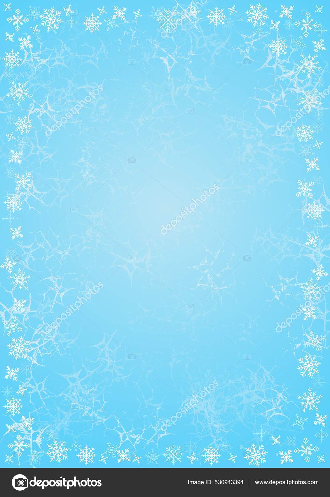 Rectangular Frame White Snowflakes Sky Blue Background Winter ...