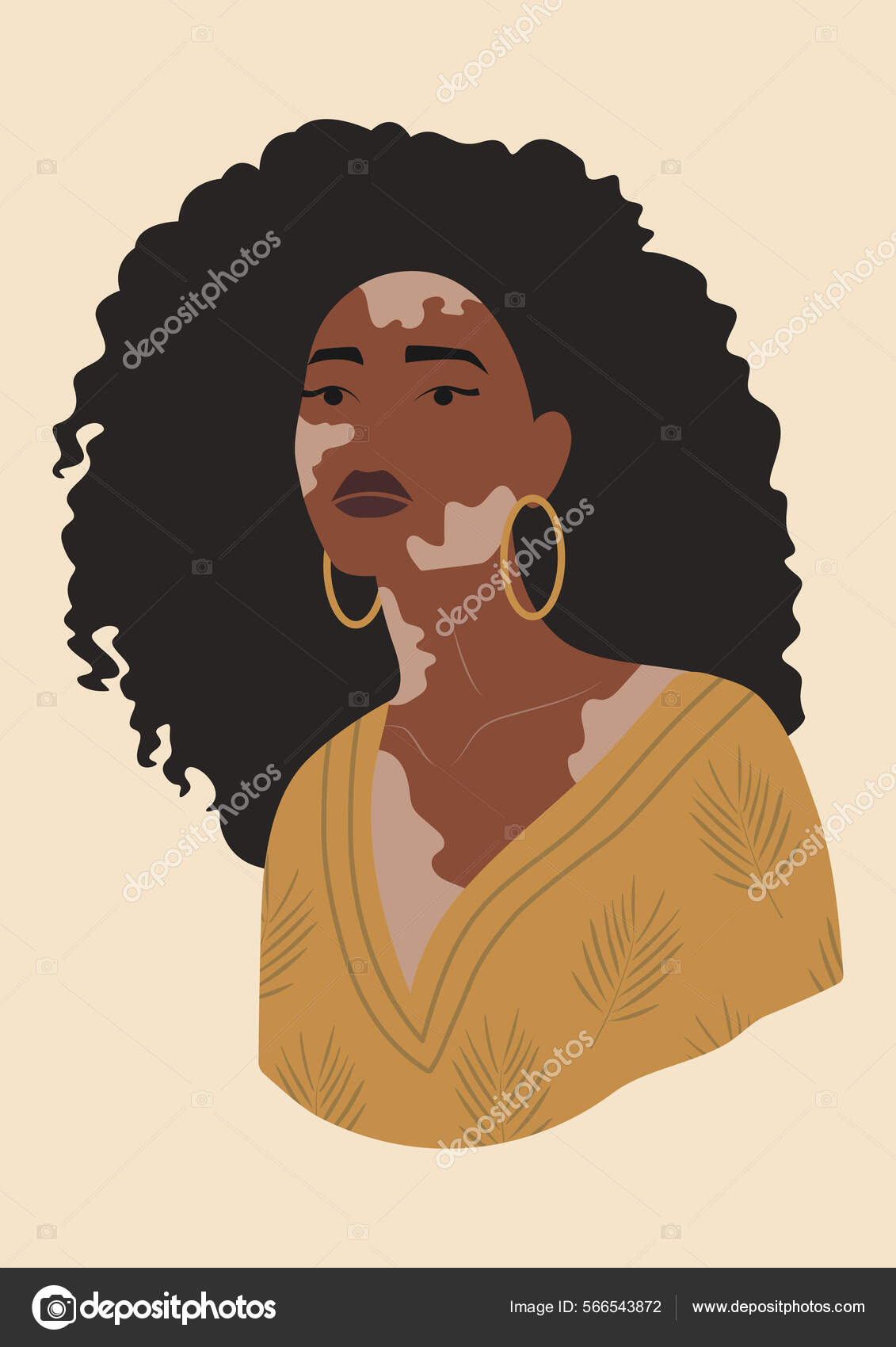 Young black woman with vitiligo poster Stock Illustration by ...