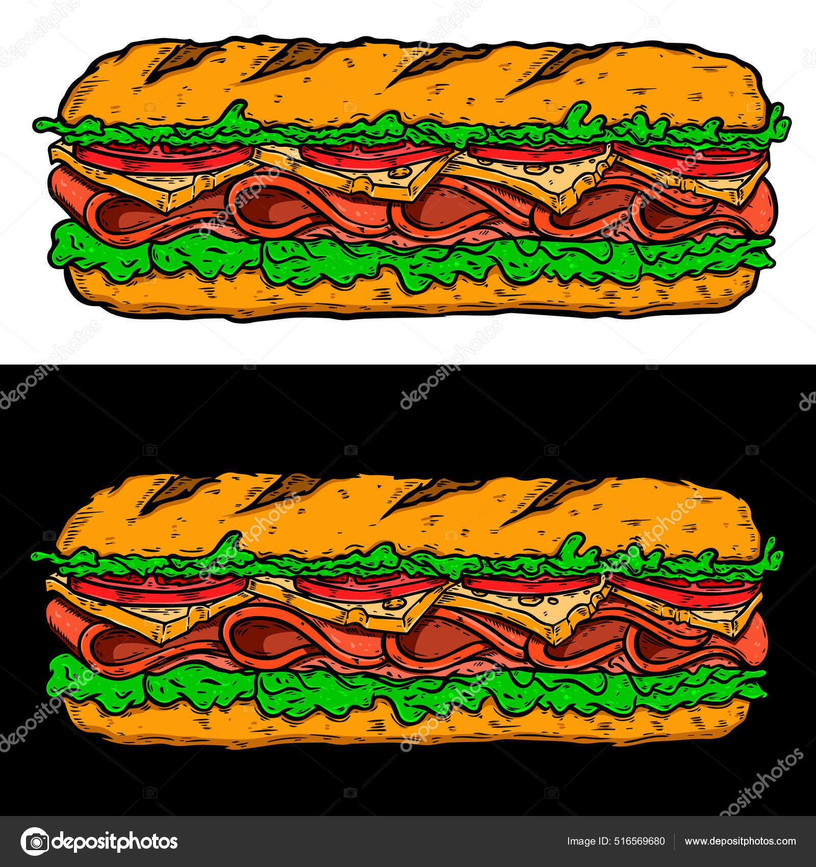 Sub Sandwich Cartoon